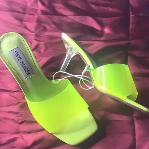 Steve Madden | Shoes | Steve Madden Neon Green And Clear Mules | Poshmark